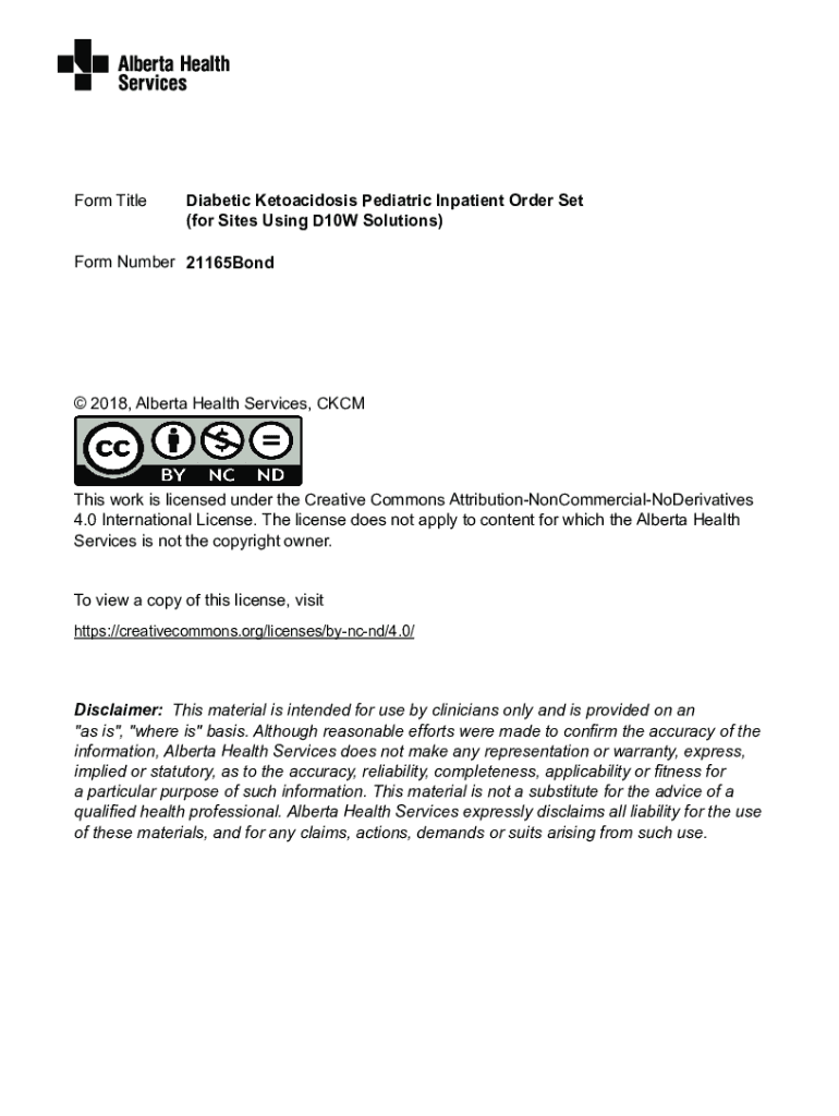 Fillable Online Diabetic Ketoacidosis Pediatric Inpatient Order Set ...