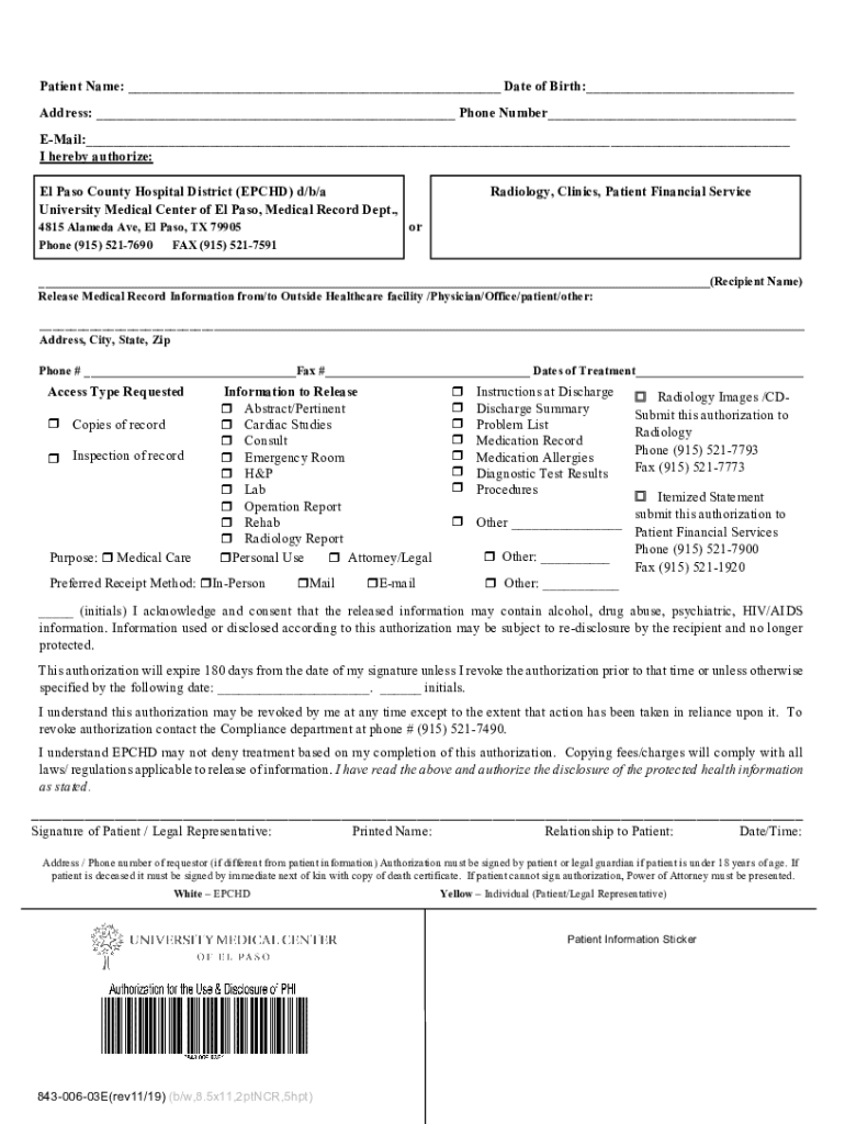 Fillable Online Fillable Online AUTHORIZATION TO RELEASE HEALTHCARE ...