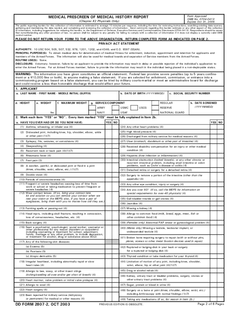 Fillable Online www.143aw.ang.af.milPortals39DD Form 2807-2, Medical ...