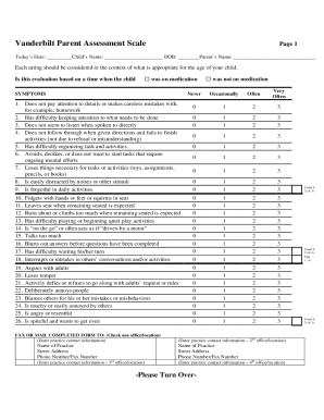 Fillable Online Vanderbilt Parent Assessment Scale Page 1 Fax Email ...