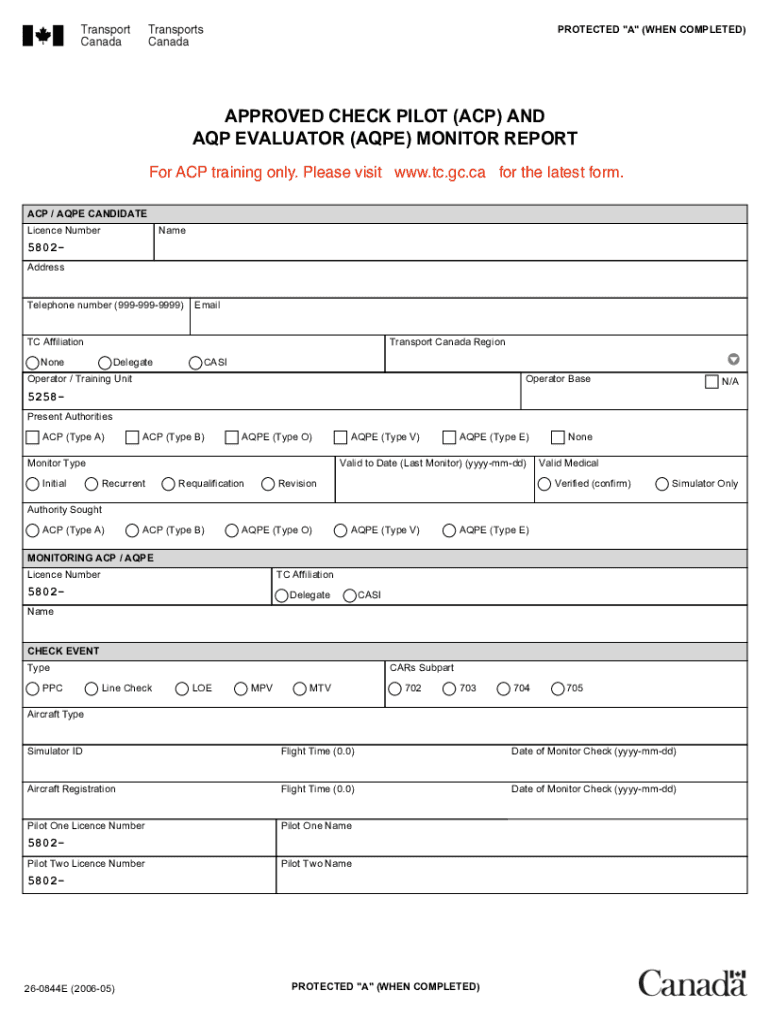 Fillable Online APPROVED CHECK PILOT (ACP) ANDAQP EVALUATOR (AQPE ...