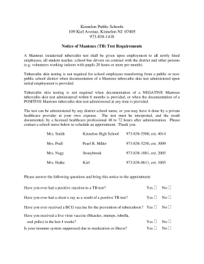 Fillable Online Notice of Mantoux (TB) Test Requirements Fax Email ...