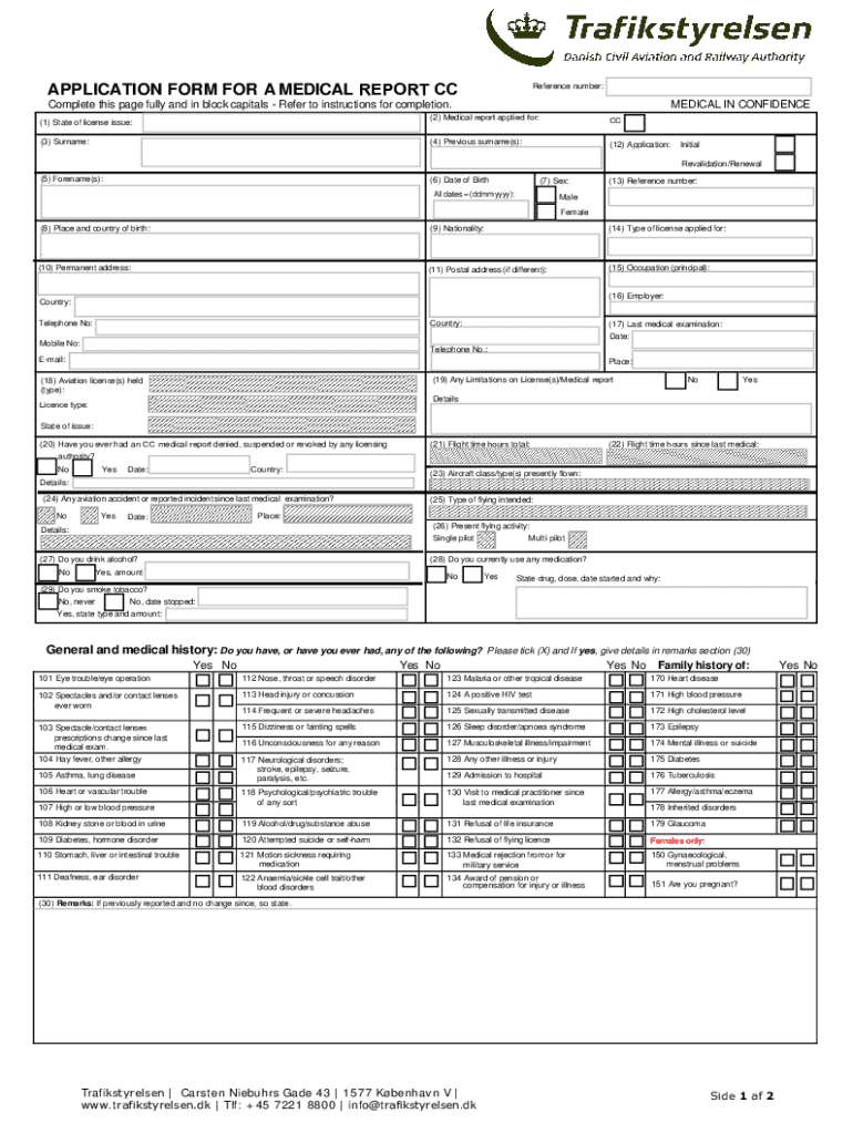Fillable Online APPLICATION FORM FOR A MEDICAL CERTIFICATE Cabin Crew Fax Email Print - pdfFiller