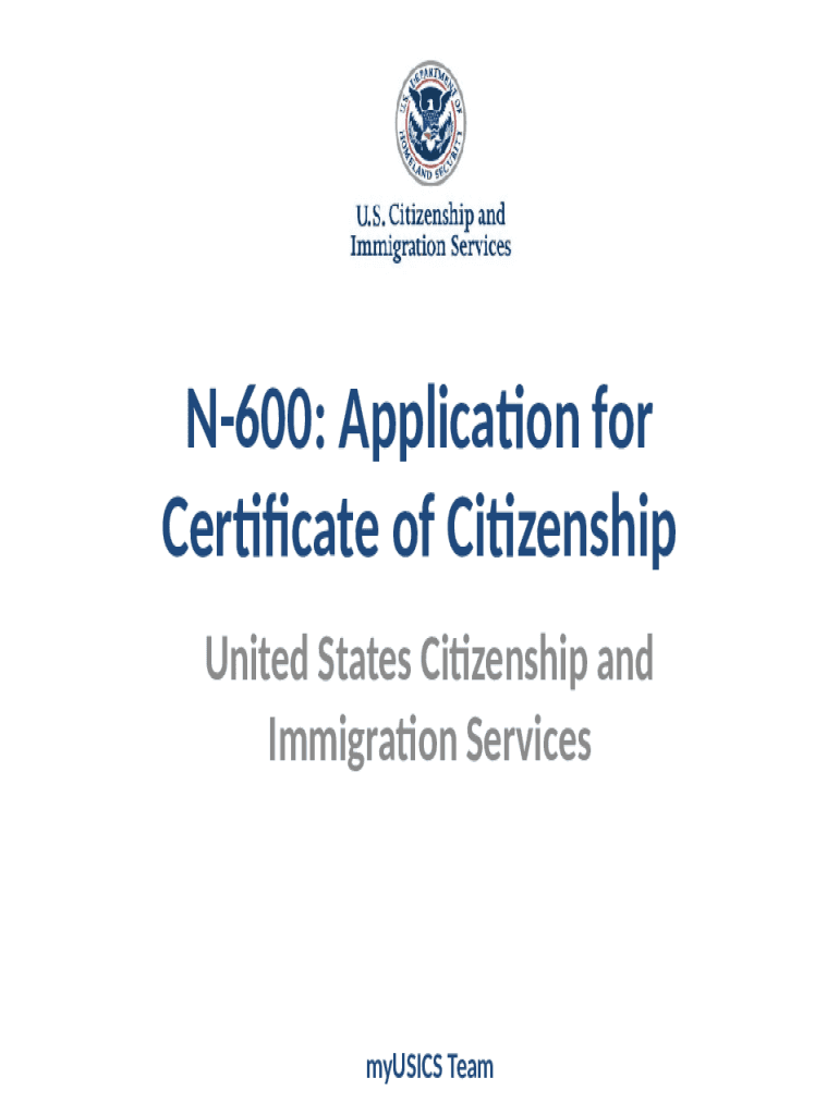 Fillable Online Form N 600 N 600 Application for Certificate of ...