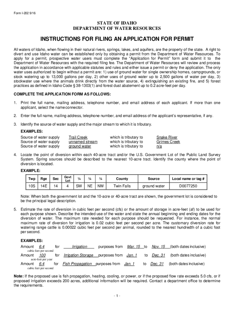 Fillable Online idwr idaho Fillable Online idwr idaho FORM Instructions for Filing an ... Fax ...