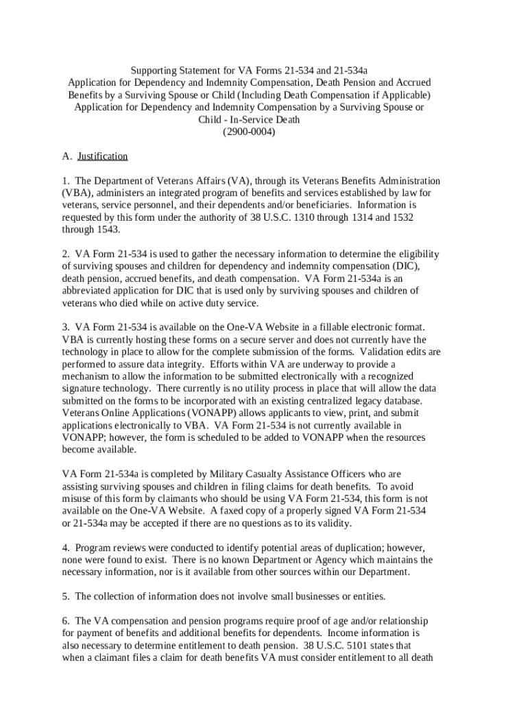 Fillable Online omb.reporticr200805/2900/015Supporting Statement for VA ...