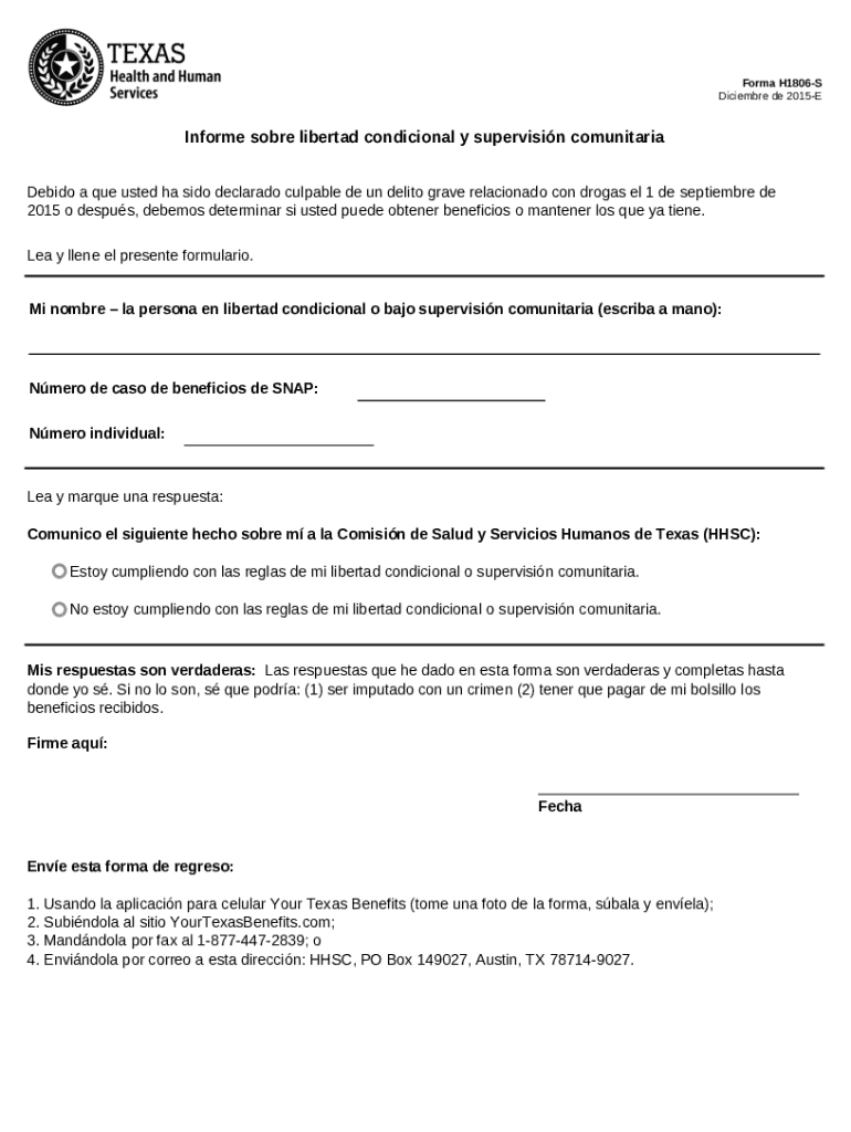 Fillable Online Parole / Community Supervision Report (Spanish). Form ...