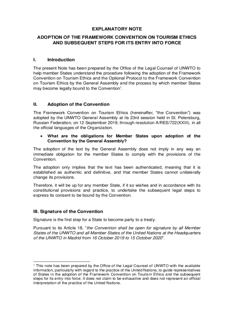 Fillable Online webunwto.s3.eu-west-1.amazonaws.com s3fs-publicEXPLANATORY NOTE ADOPTION OF THE ...