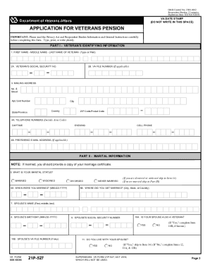 Fillable Online Application for Veterans Pension (VA Form 21P 527EZ ...