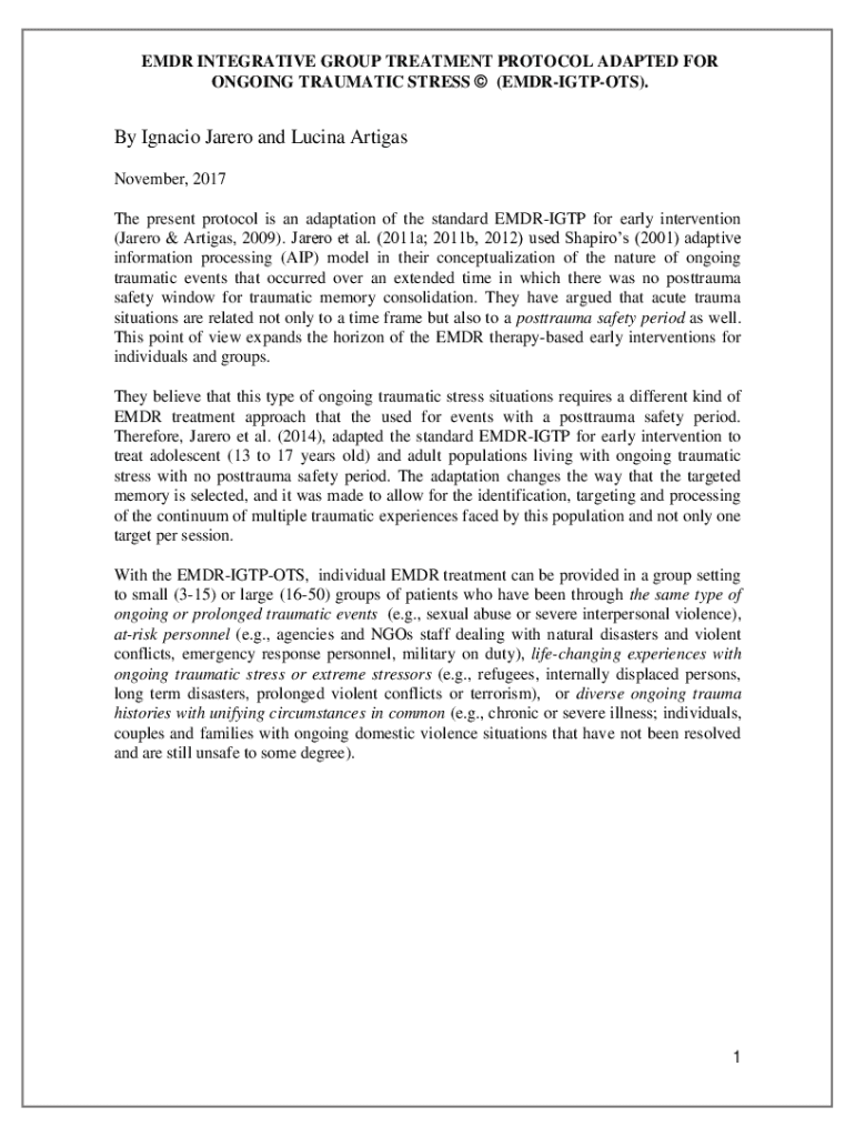 Fillable Online EMDR INTEGRATIVE GROUP TREATMENT PROTOCOL ADAPTED FOR ...