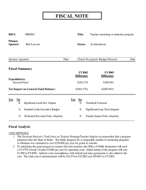 Fillable Online leg mt FISCAL NOTE Fax Email Print - pdfFiller