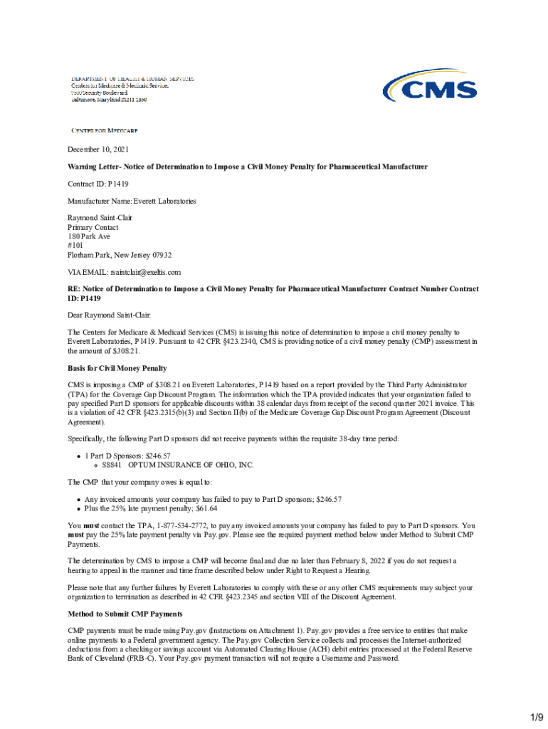 Fillable Online HRSA Issues Warning Letter to Pharma Companies on 340B ...