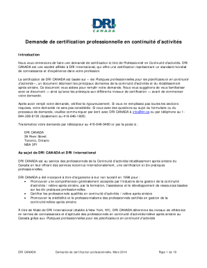 Fillable Online www.dri.ca docs DRI-Certification-App-FRENCHDemande de ...