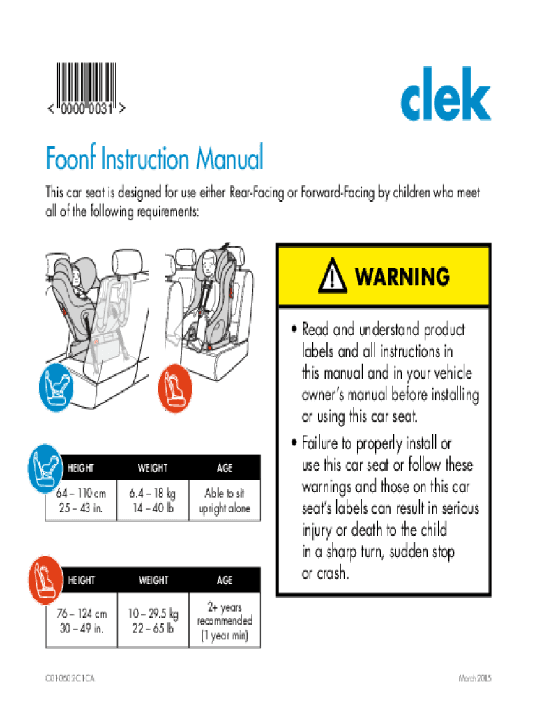 Fillable Online Fillable Online This car seat is designed for use ...