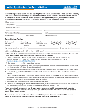 Fillable Online Initial Application for Accreditation - acsi.org Fax ...