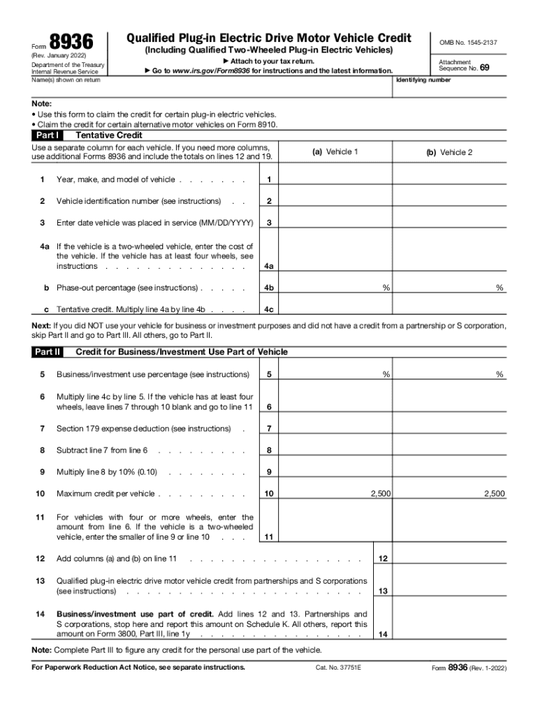 Fillable Online Form 8936 (Rev. January 2022). Qualified Plug-In ...