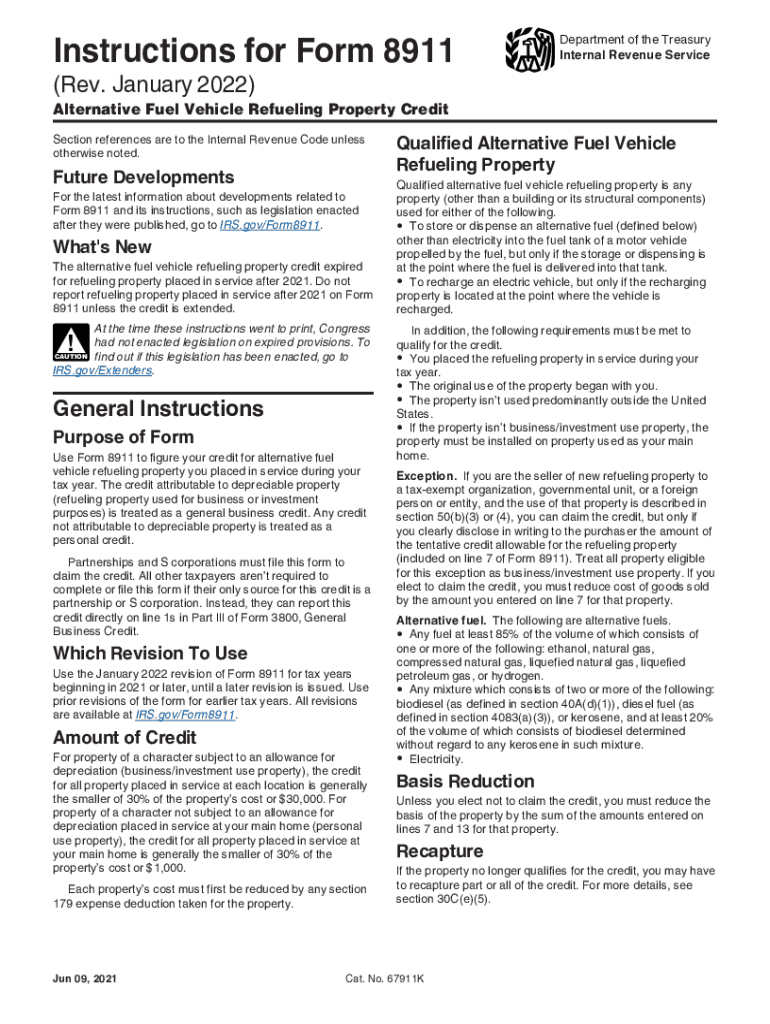 Fillable Online About Form 8911, Alternative Fuel Vehicle ...