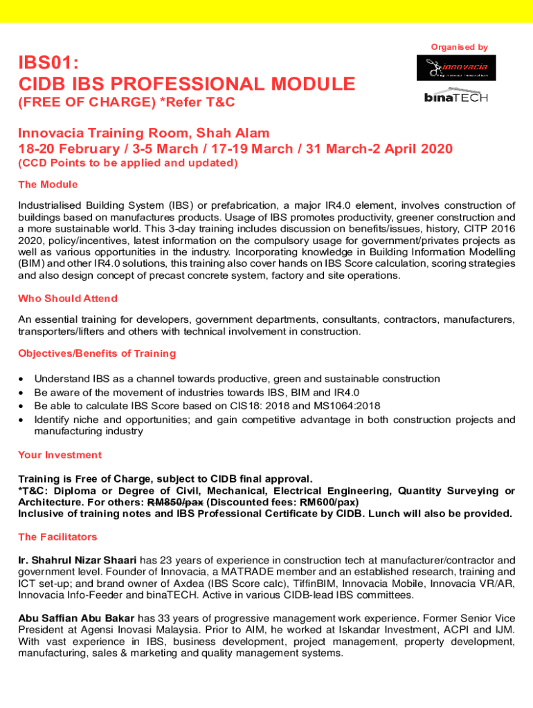 Fillable Online CIDB IBS PROFESSIONAL MODULE Fax Email Print - pdfFiller