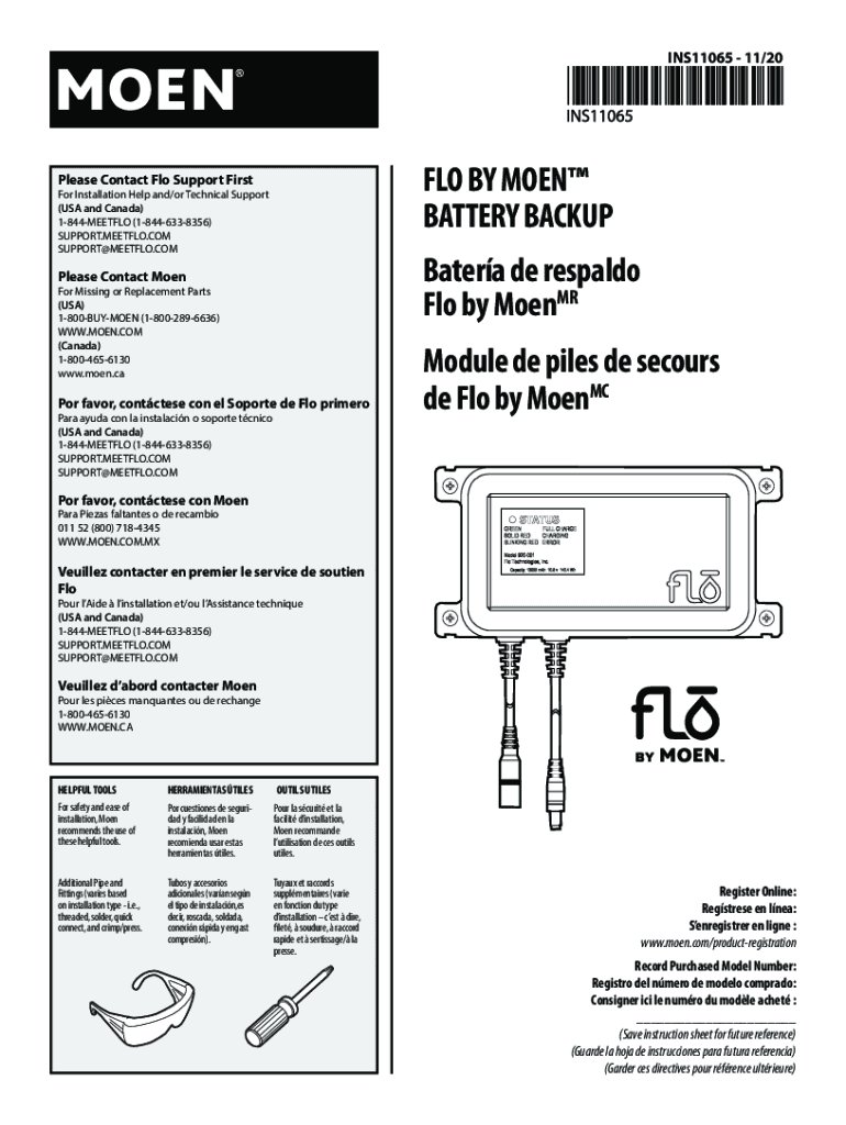 Fillable Online Please Contact Flo Support First FLO BY MOEN BATTERY ...