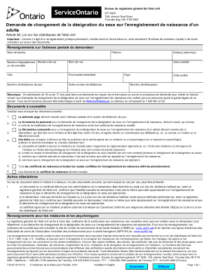 Fillable Online www.forms.ssb.gov.on.cambsssbThunder Bay ON P7B 5W0 Demande de changement de la ...