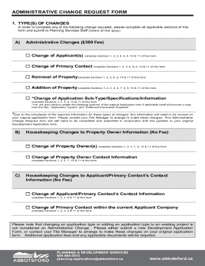 Fillable Online ADMINISTRATIVE CHANGE REQUEST FORM Fax Email Print ...