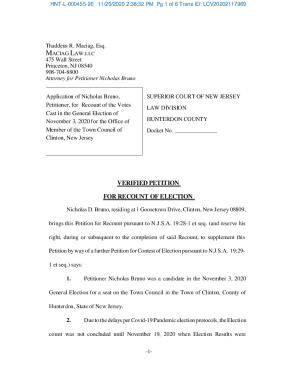 Fillable Online VERIFIED PETITION FOR RECOUNT OF ELECTION Fax Email ...