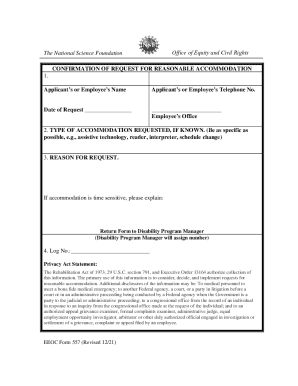 Fillable Online EEOC Form 557, Confirmation of Request for Reasonable ...