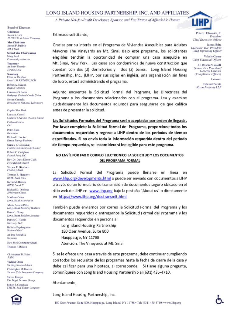 Fillable Online LONG ISLAND HOUSING PARTNERSHIP, INC. AND AFFILIATES ...