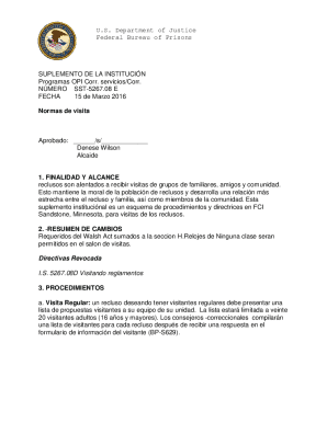 Fillable Online Federal Bureau of Prisons U.S. Department of Justice ...