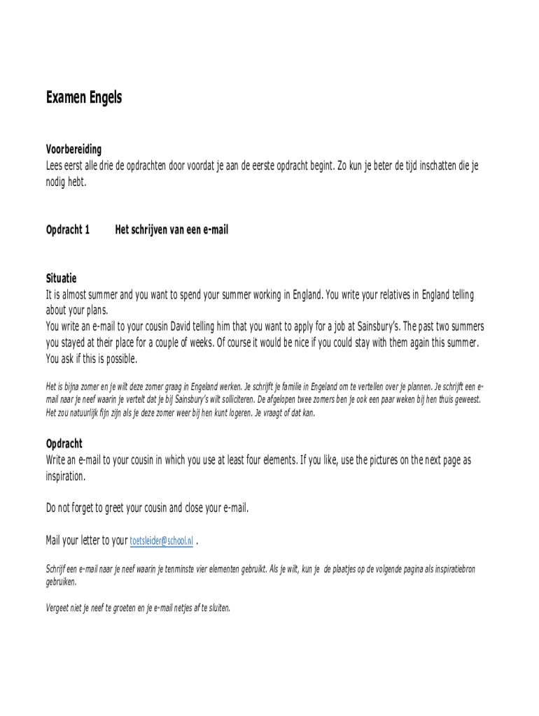 Fillable Online Engels Brief Schrijven Oefenen Examen - Exam Answers ...
