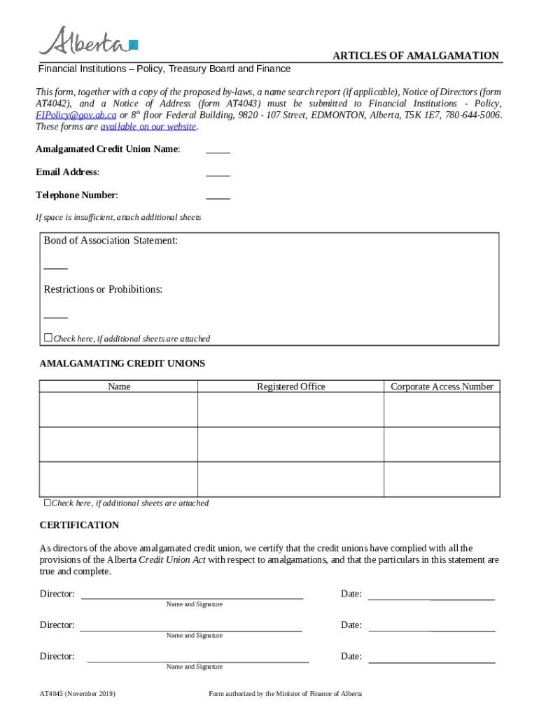 Credit Union - Articles of Amalgamation. Credit Union - Articles of ...