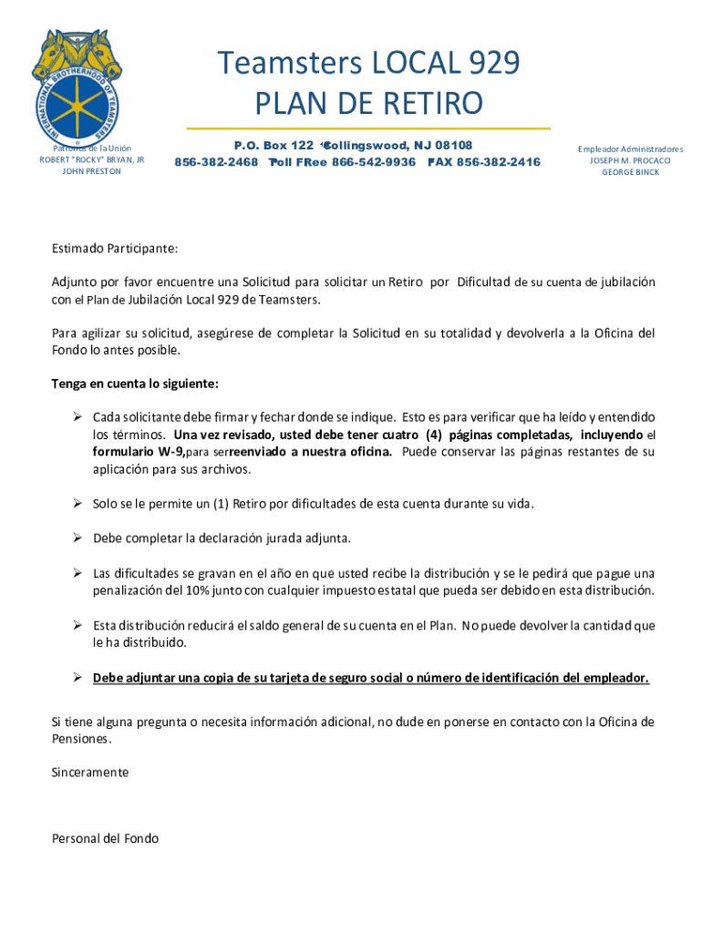 Fillable Online Fillable Online Teamsters Local 929 RP Application ...