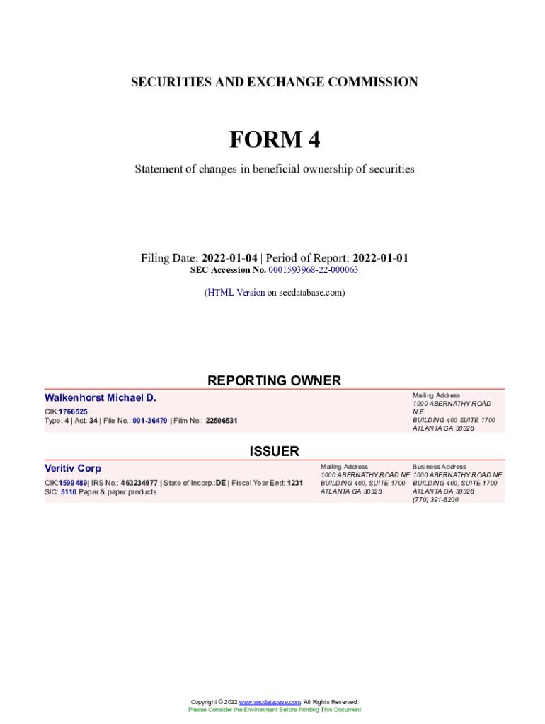 Fillable Online Walkenhorst Michael D. Form 4 Filed 2022-01-04 ...