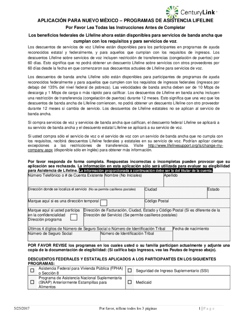 Fillable Online APLICACIN PARA ARIZONA PROGRAMAS DE ASISTENCIA LIFELINE ... Fax Email Print ...