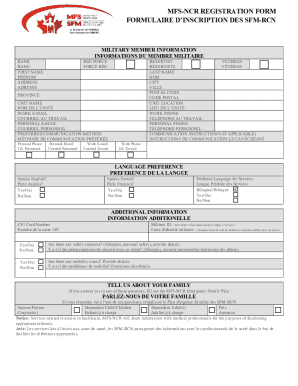 Fillable Online MFS-NCR REGISTRATION FORM FORMULAIRE D'INSCRIPTION ...