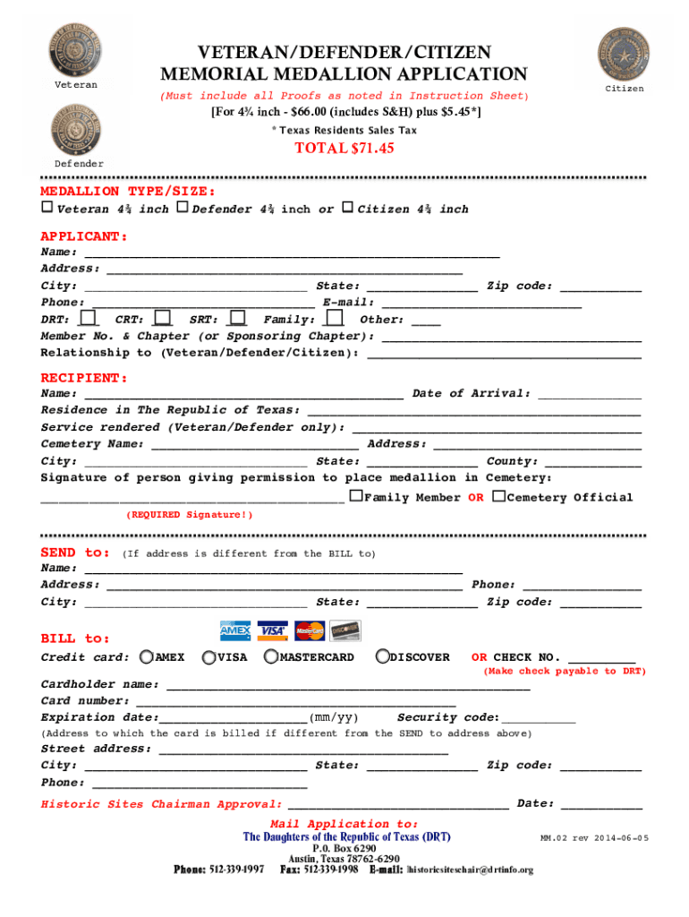 Fillable Online VA Form 40-1330M, Claim for Government Medallion for ...