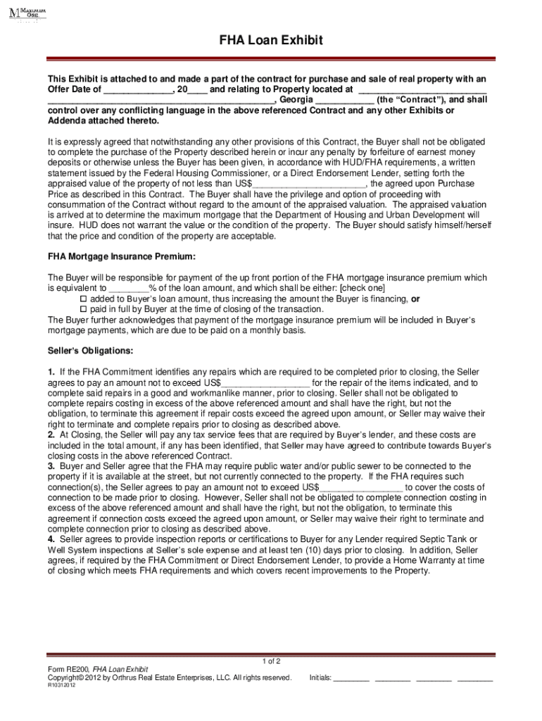 Fillable Online FHA Amendatory Clause (Overview: What It Is And How It ...