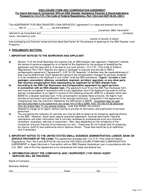 Fillable Online Fee Disclosure Form and Compensation AgreementThe U.S ...