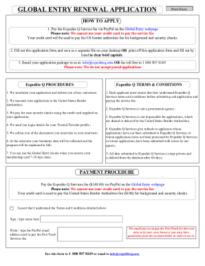 Fillable Online Fillable Online GLOBAL ENTRY RENEWAL APPLICATION Fax ...