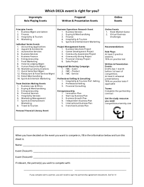Fillable Online Which DECA event is right for you? - Competition ...