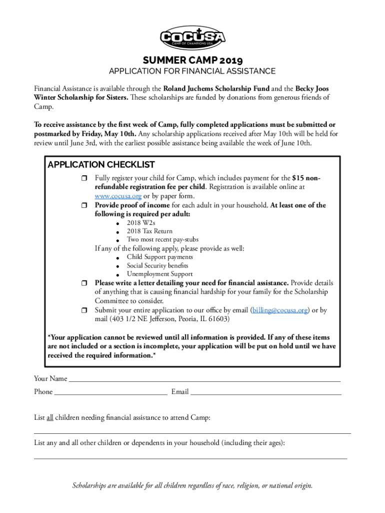 Fillable Online Fillable Online Financial Assistance Application Summer ... Fax Email Print ...