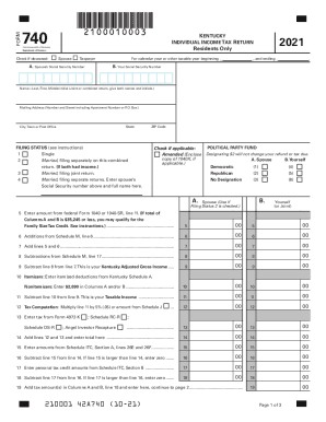 Fillable Online Kentucky Form 740 (Kentucky Individual Income Tax ...