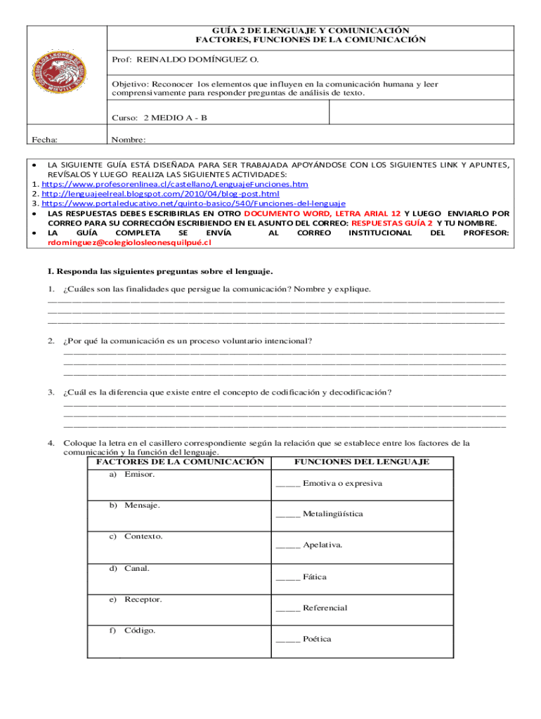 Fillable Online La Comunicacin y el Lenguaje - Federacin de Enseanza ... Fax Email Print - pdfFiller
