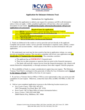Fillable Online INSTRUCTIONS FOR COMPLETING APPLICATION ... - Veterans ...