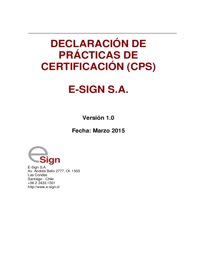 Fillable Online POLTICA Y PRCTICAS DE CERTIFICACIN (CP/CPS) E-SIGN S.A ...