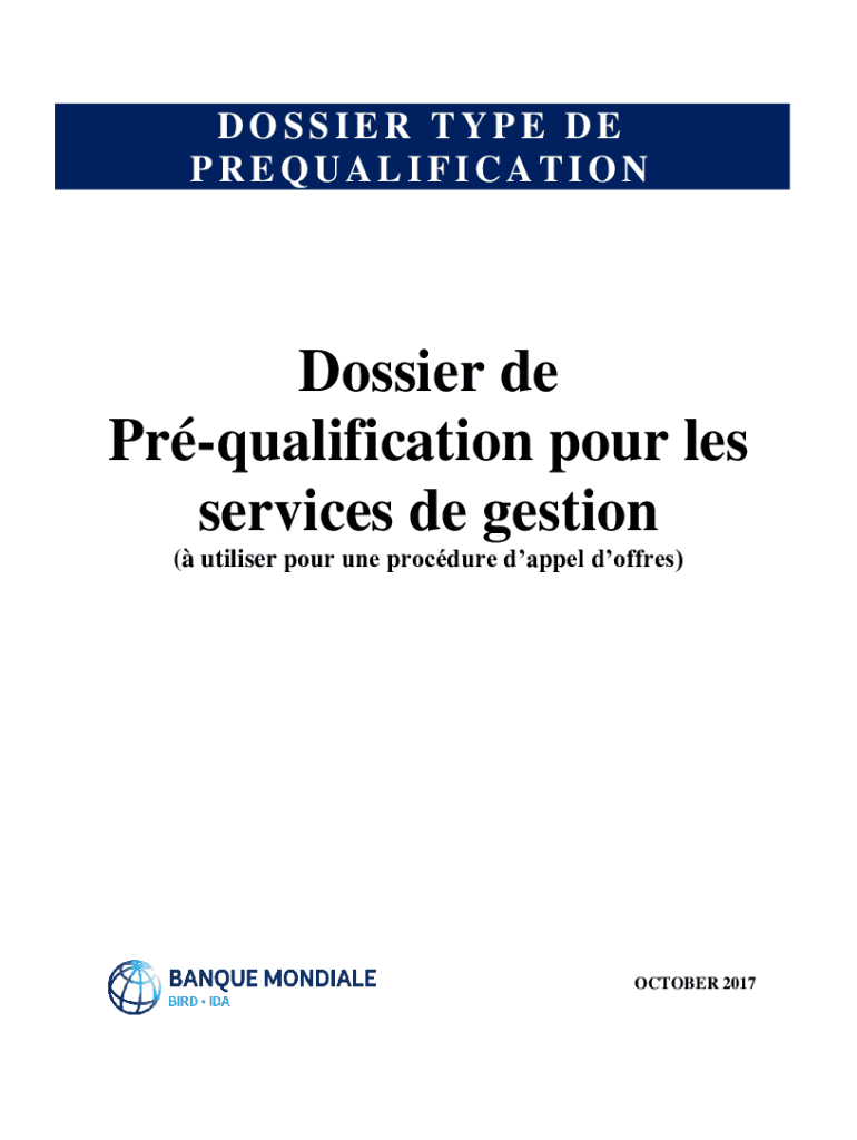 Fillable Online Dossier de Pr-qualification pour les services de ...