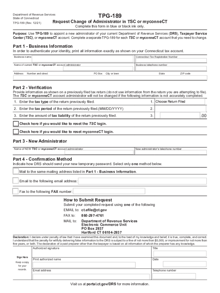 2021-2025 Form CT DRS TPG-189 Fill Online, Printable, Fillable, Blank ...