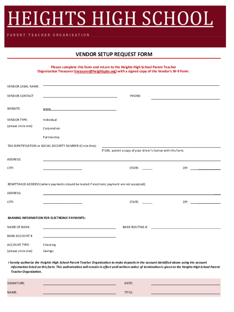 Fillable Online Vendor Setup Request Form Example.docx Fax Email Print - pdfFiller