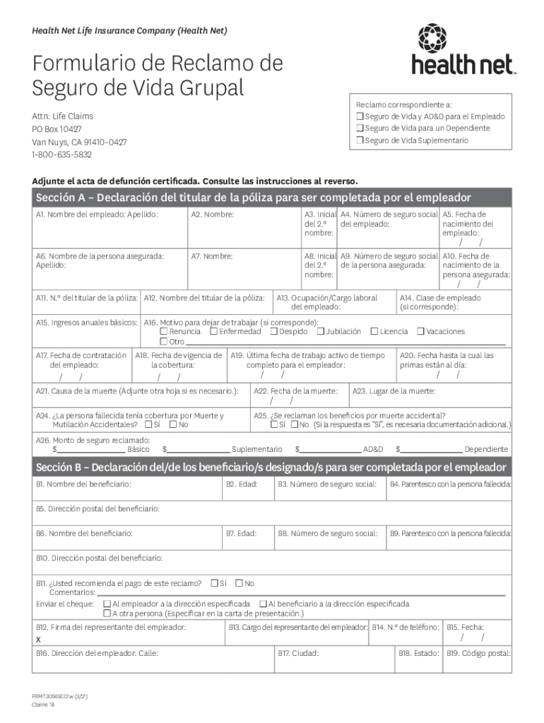 Fillable Online vibdoc.comhealth-net-claim-form-life-insuranceHealth ...