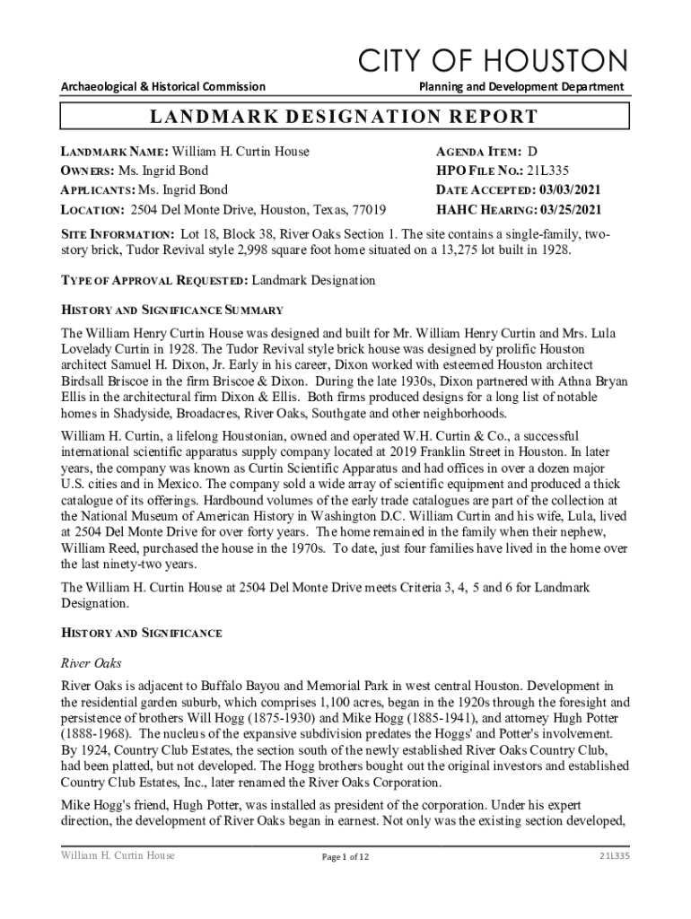 Fillable Online Fillable Online landmark designation report - City of ...